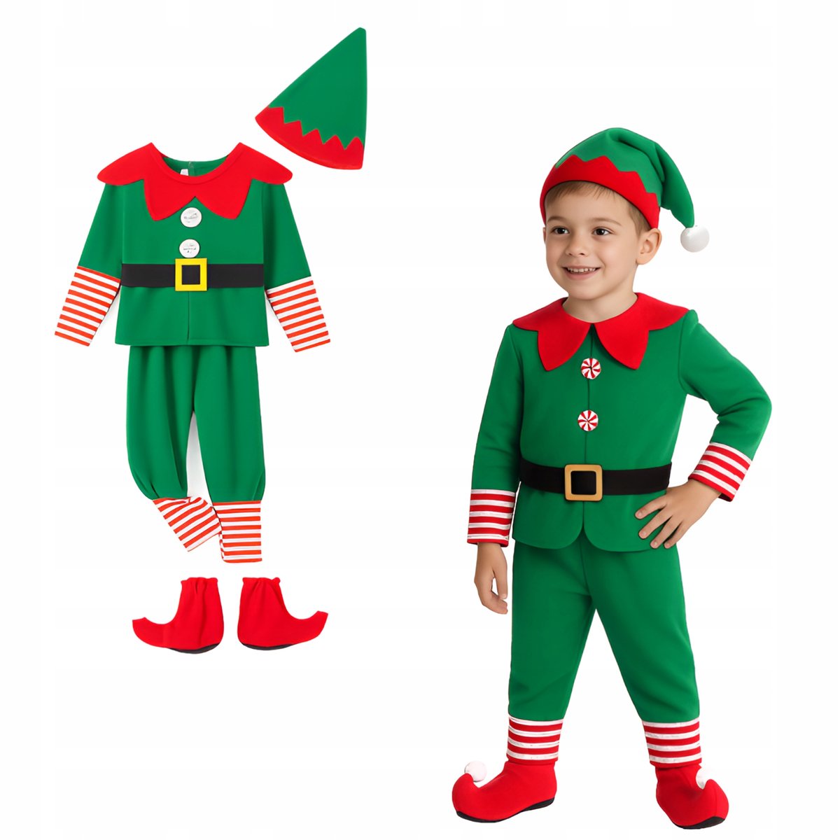 KOSTIUM ELFA PRZEBRANIE DLA DZIECKA STRÓJ ŚWIĄTECZNY ELF 120 cm 5 ...