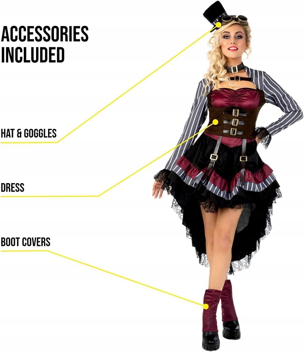 KOSTIUM STEAMPUNK DAMSKI GOTYCKI WIKTORIAŃSKI HALLOWEEN STRÓJ GOTYCKI L ...