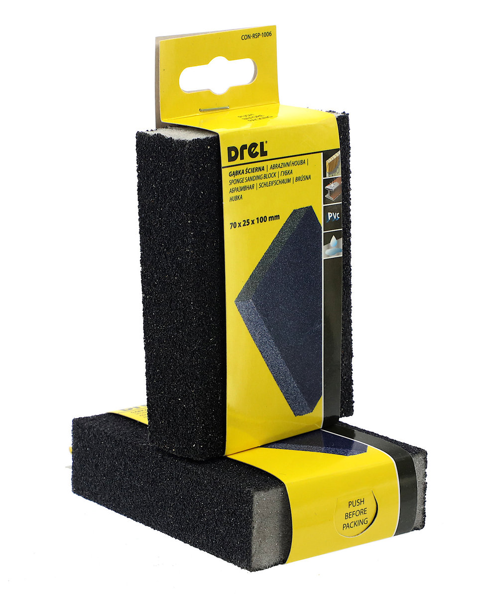 KOSTKA KLOCEK GĄBKA ŚCIERNA GĄBKI GR 120 TWARDA - DREL | Sklep EMPIK.COM