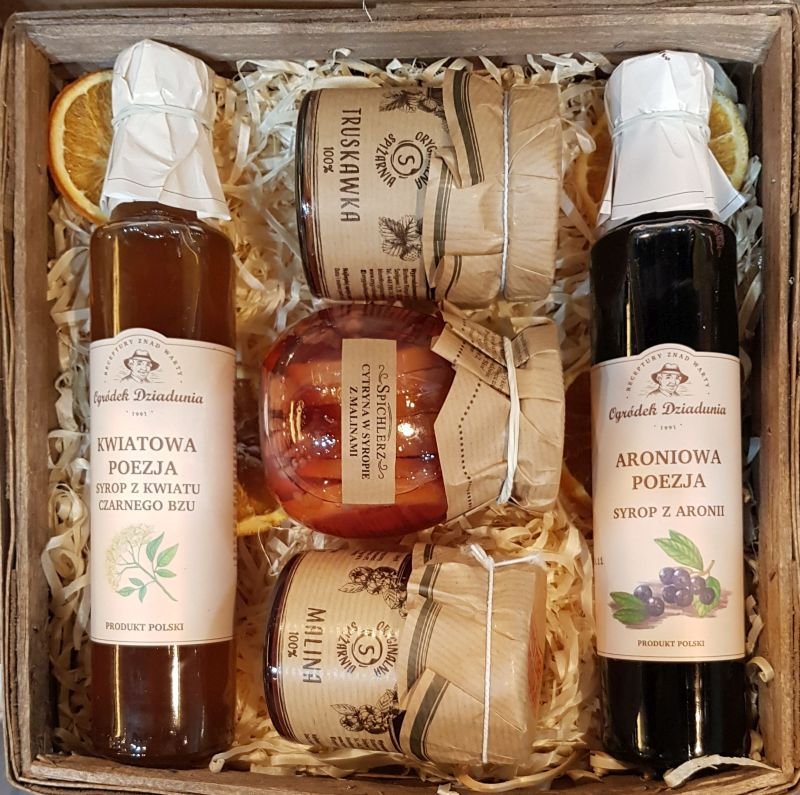 Kosz Podarunkowy Syropy Owoce W Syropie Konfitury - Spichlerz Zdrowia ...