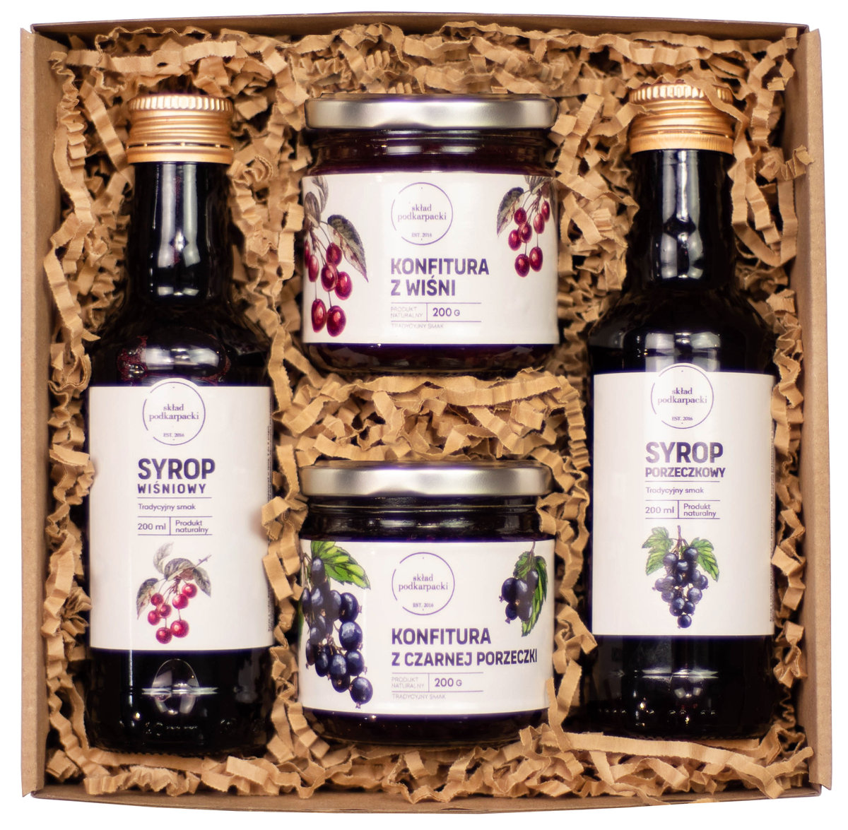 KOSZ PREZENTOWY ZESTAW PREZENT SYROPY I KONFITURY UPOMINEK naturalny ...