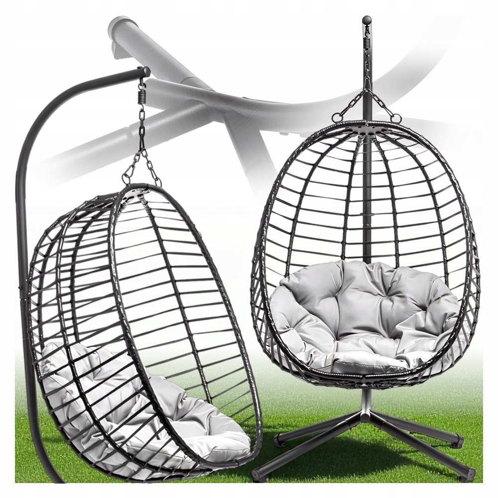 KOSZ WISZĄCY FOTEL BUJANY KOKON HUŚTAWKA OGRODOWA TECHNORATTAN PODUSZKA ...