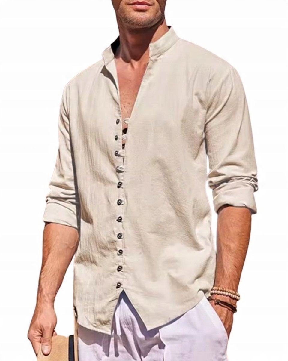 Koszula Męska Bawełna Len Stójka Na Lato Przewiewna Lniana Island Vibes ...