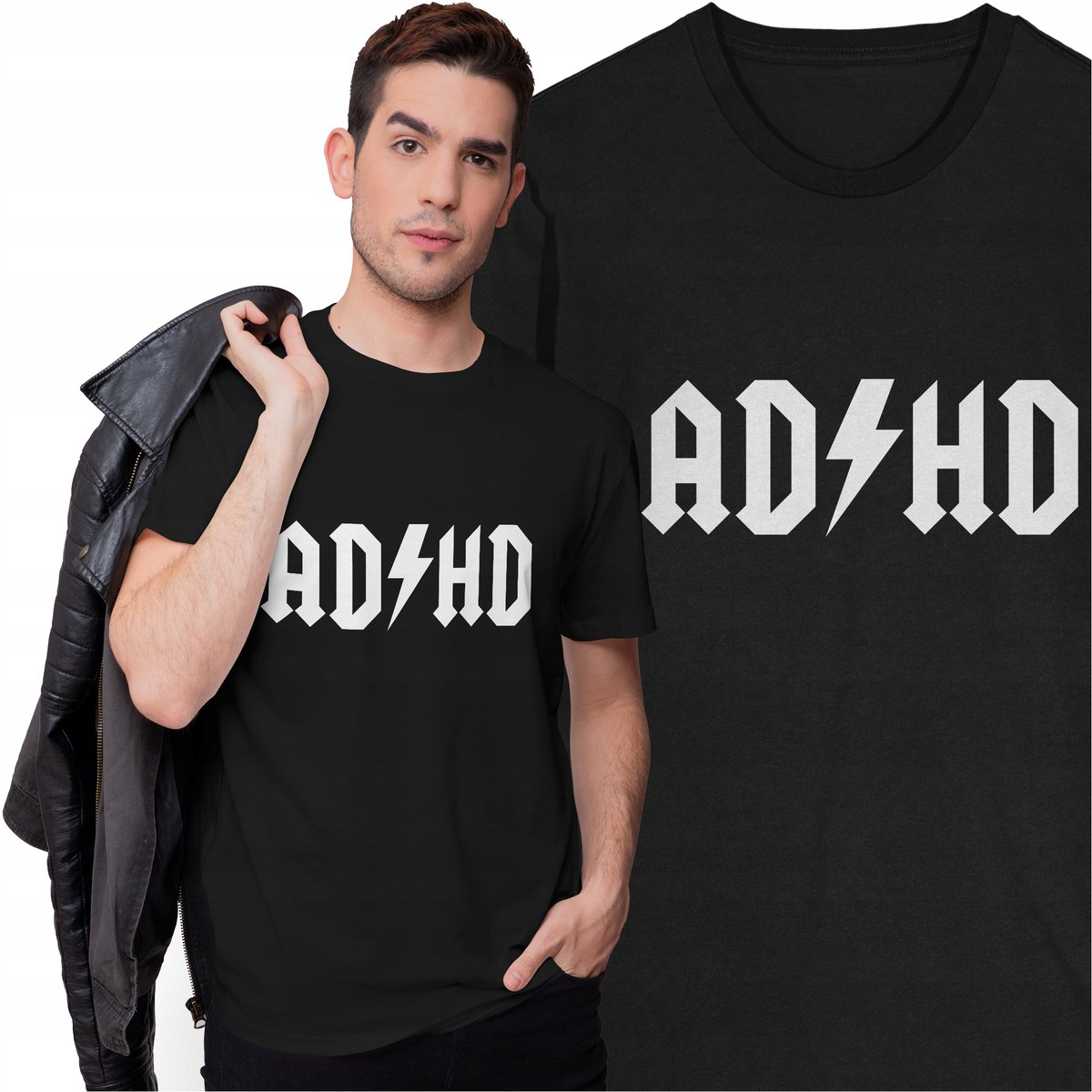 Koszulka ADHD Parodia Logo ACDC Muzyka Hard Rock - Inna marka | Moda Sklep EMPIK.COM