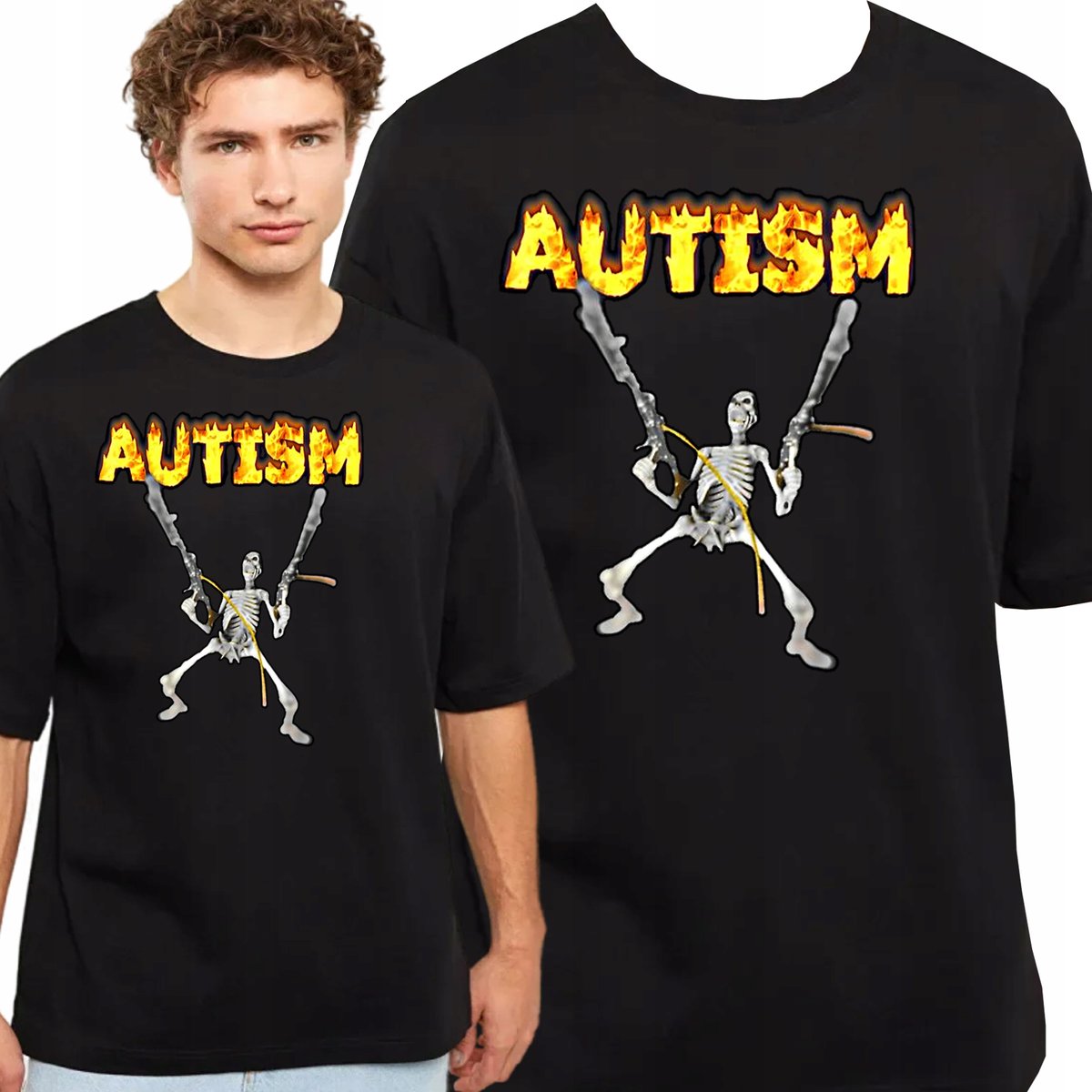 Koszulka Autism Skeleton Autyzm Szkielet Meme Prezent M 3386 Czarna - JHK | Moda Sklep EMPIK.COM