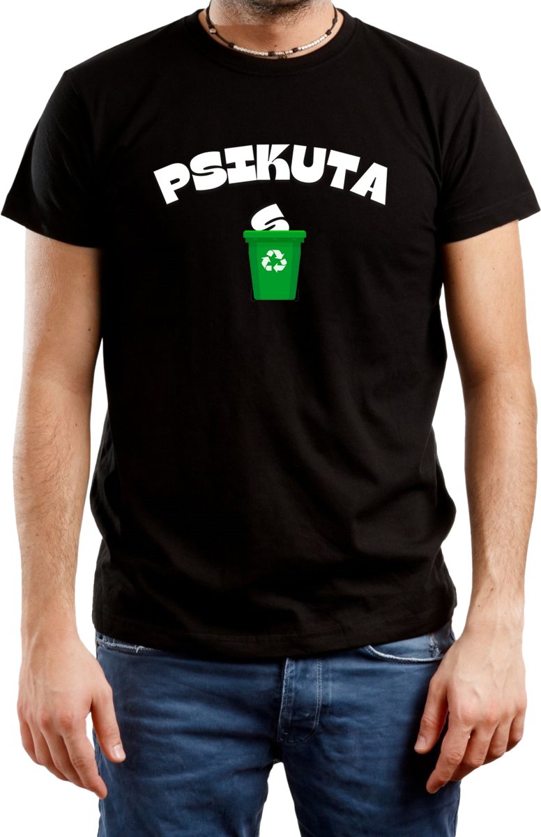 Koszulka bawełniana z Humorem Psikuta Czarna Męska z Nadrukiem R-XXL ...