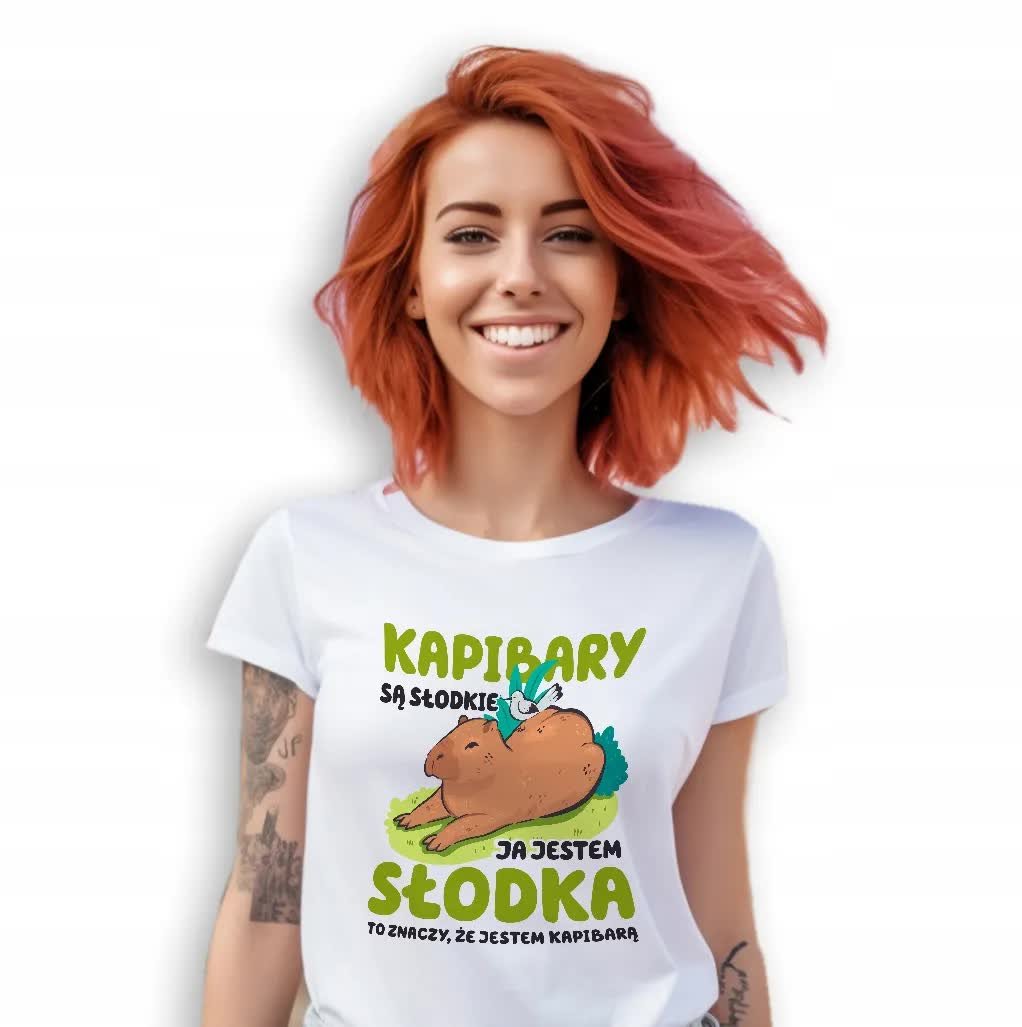 Koszulka Biała Prezent SŁODKA KAPIBARA Wzory - S - Inna marka | Moda Sklep EMPIK.COM