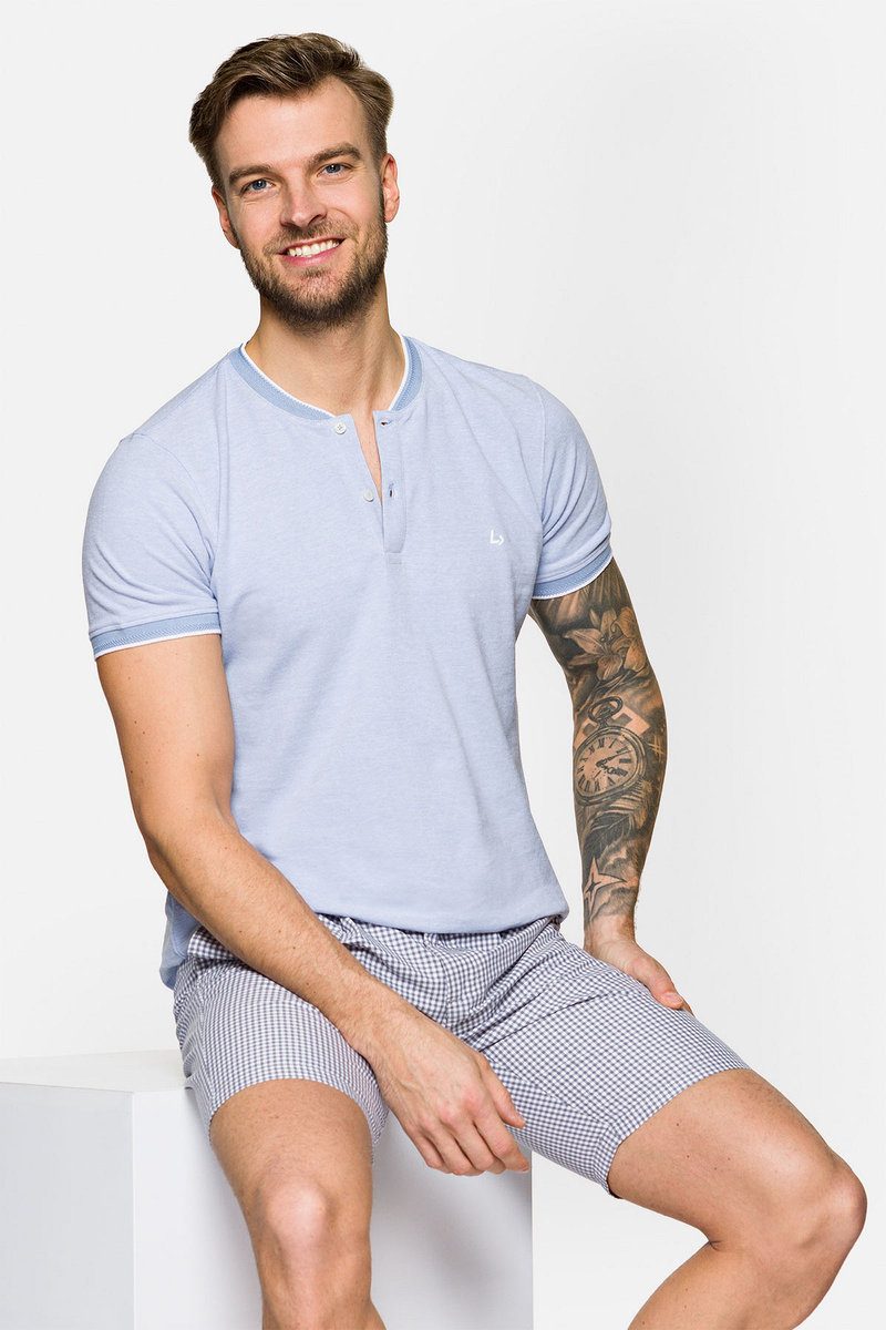 Koszulka Błękitna Polo Rafael - Lancerto | Moda Sklep EMPIK.COM