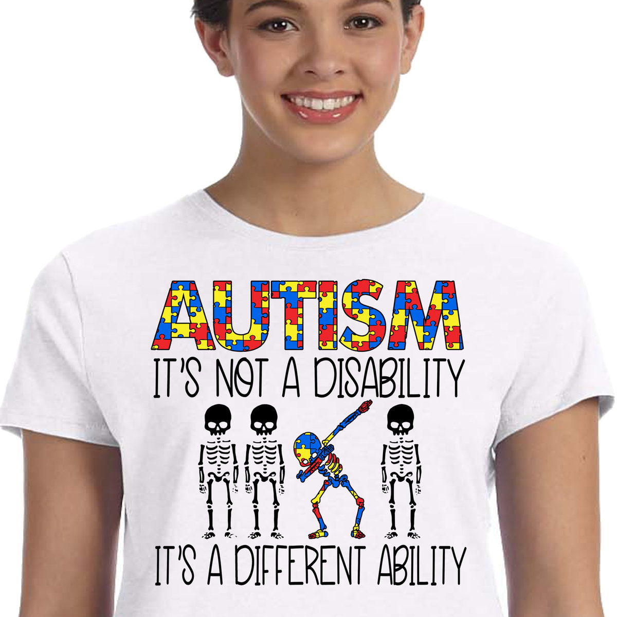 Koszulka DAMSKA Autism Skeleton Autyzm Szkielet Meme Prezent XL 3387 - JHK | Moda Sklep EMPIK.COM