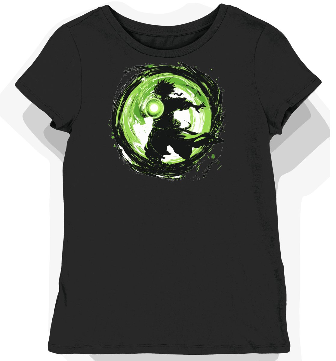 Koszulka damska czarna z motywem zielonego Rasengana M - KozakNadruki | Moda Sklep EMPIK.COM