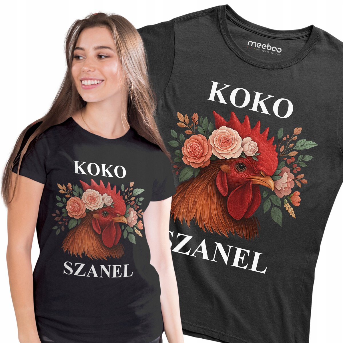 KOSZULKA DAMSKA DLA NIEGO KOKO SZANEL Z HUMOREM NA PREZENT URODZINY REWIĘ - Meeboo | Moda Sklep ...