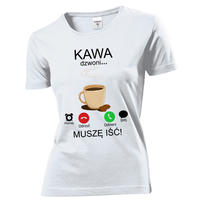 Koszulka damska Muszę Iść Kawa Dzwoni M - VoloDonum | Moda Sklep EMPIK.COM