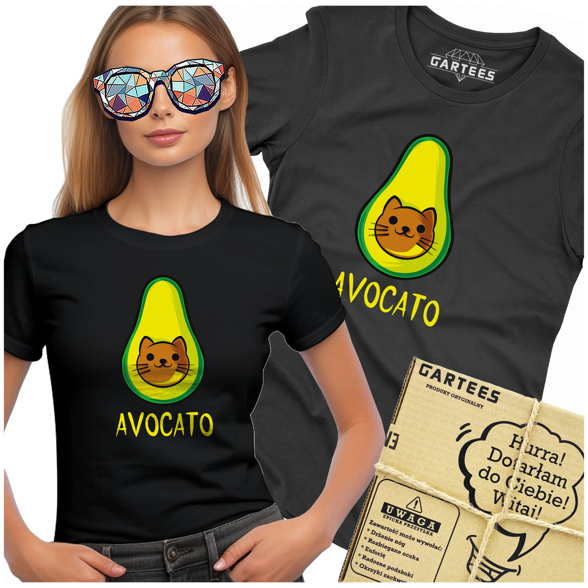 KOSZULKA DAMSKA Z NADRKIEM ŚMIESZNY TSHIRT KOT AVOCATO DLA MIŁOŚNIKÓW KOTY - Gartees | Moda ...