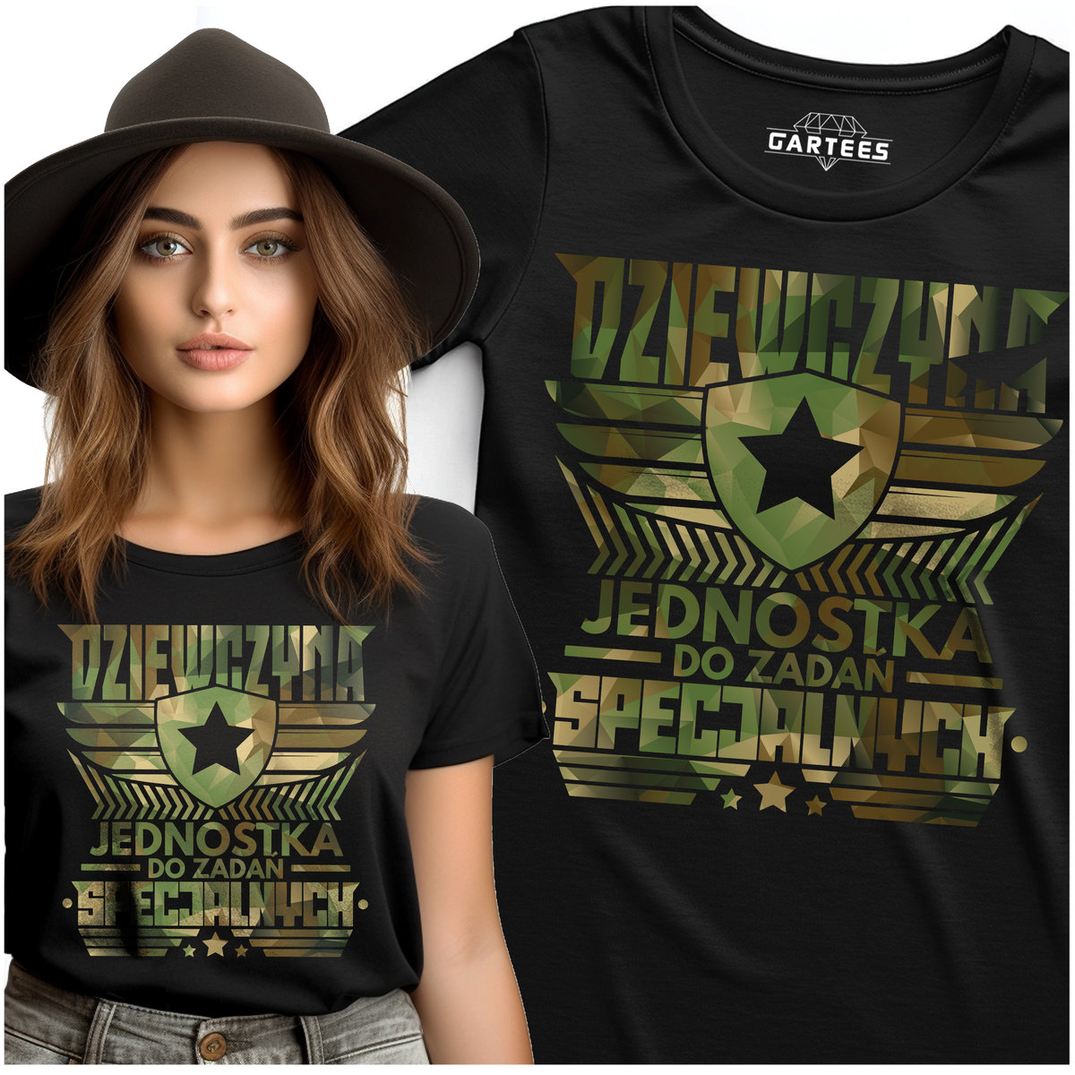 Koszulka Damska Z Nadrukiem Dziewczyna Jednostka Do Zadań Specjalnych - Gartees | Moda Sklep ...