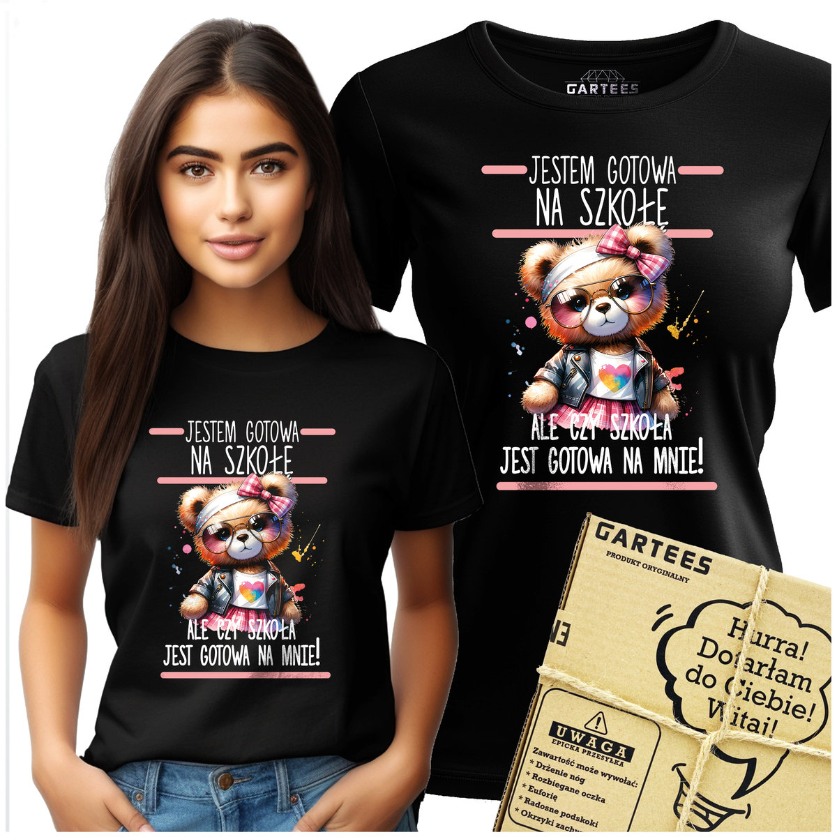 KOSZULKA DAMSKA Z NADRUKIEM JESTEM GOTOWA NA SZKOŁĘ ŚMIESZNE DO SZKOŁY - Gartees | Moda Sklep ...