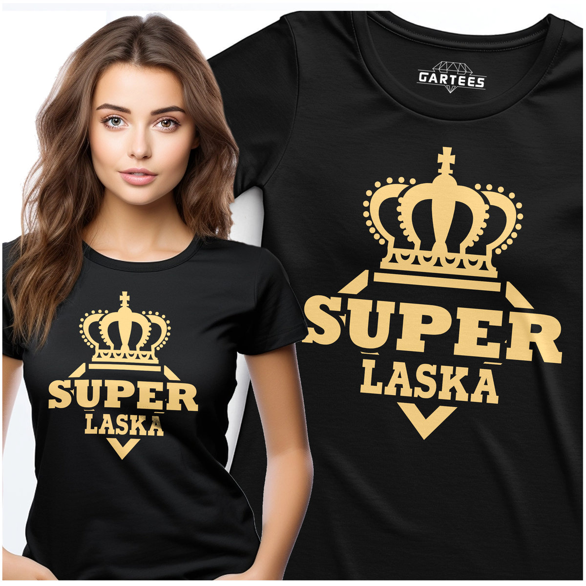 KOSZULKA DAMSKA Z NADRUKIEM SUPER LASKA TSHIRT DLA NIEJ PREZENT WALENTYNKI - Gartees | Moda ...