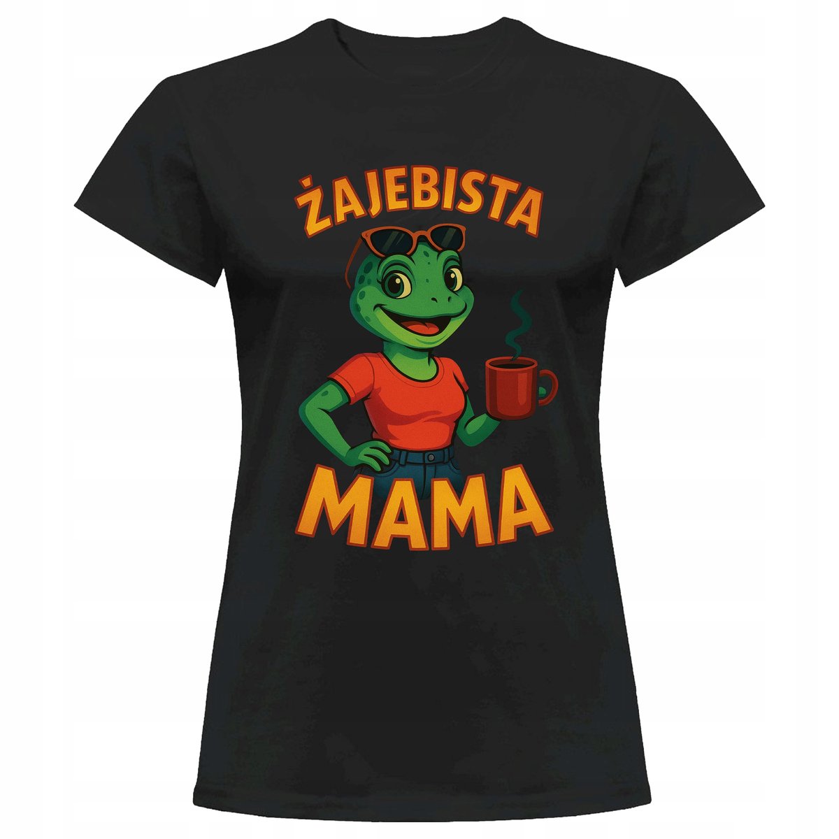 KOSZULKA DAMSKA Z NADRUKIEM Żajebista MAMA ŻABA PREZENT NA DZIEŃ MAMY M - ARTEX FASHION | Moda ...