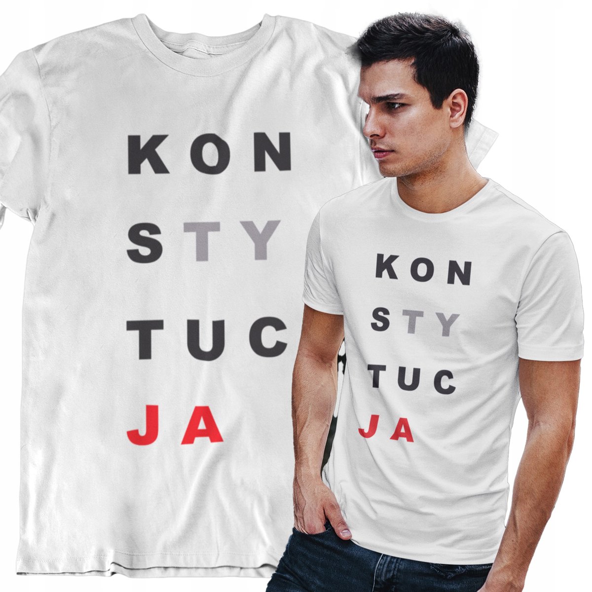 Koszulka Dla Niego Męska Polityka Konstytucja Z Nadrukiem Prezent - Meeboo | Moda Sklep EMPIK.COM