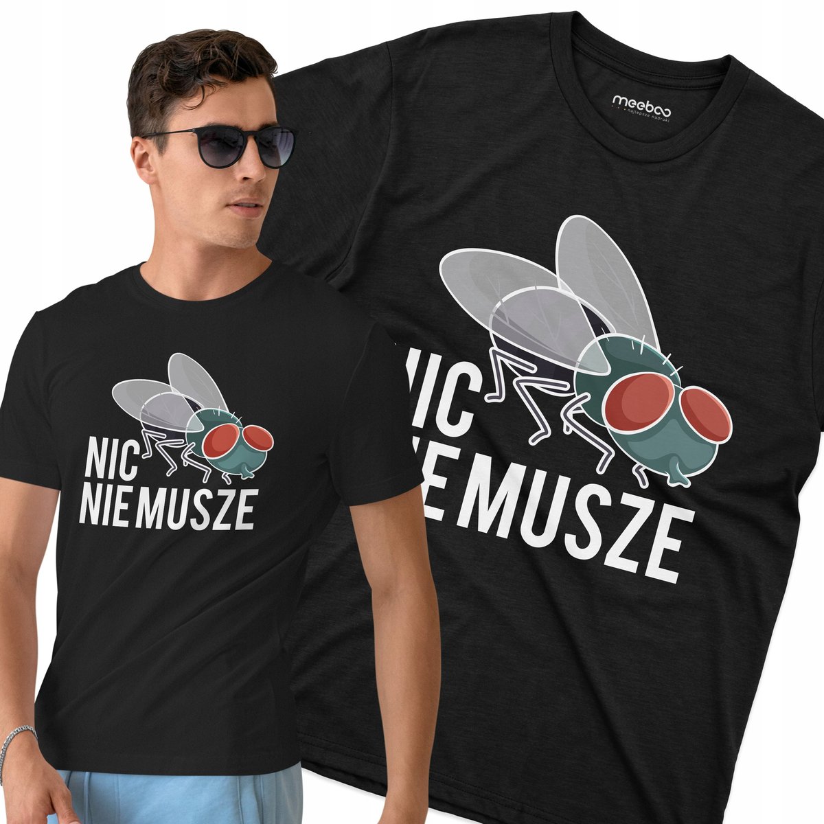 Koszulka dla niego ze śmiesznym nadrukiem NIC NIE MUSZĘ prezent - Meeboo | Moda Sklep EMPIK.COM