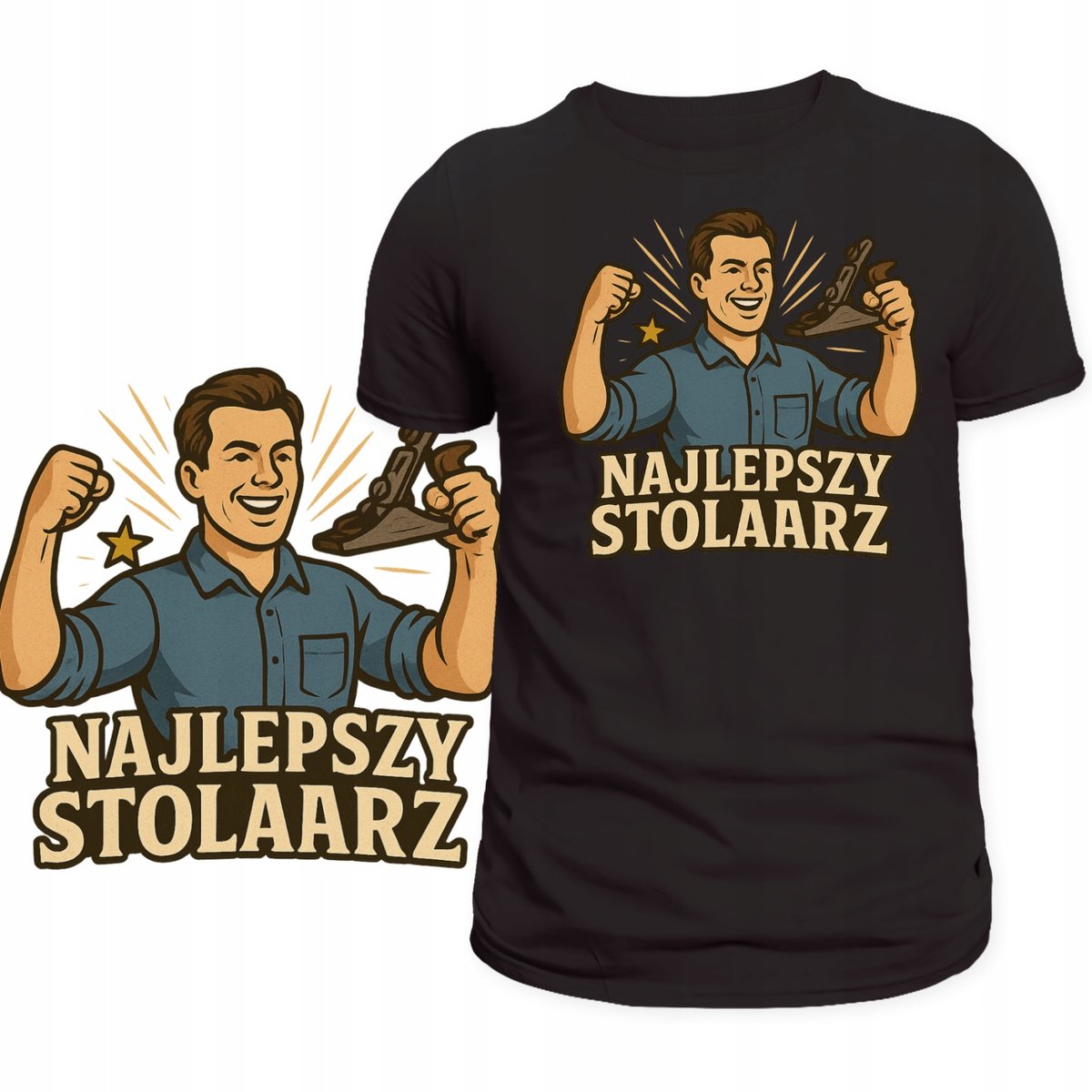 KOSZULKA DLA STOLARZA ŚWIETNY NADRUK NAJLEPSZY STOLARZ SUPER NA PREZENT ...