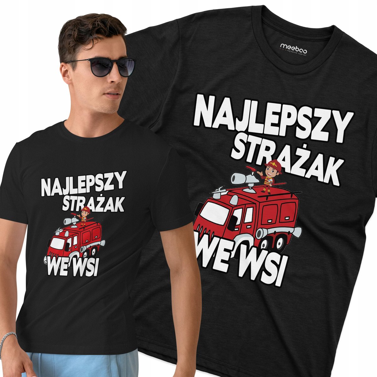 KOSZULKA dla strażaka Najlepszy strażak we wsi z humorem NA PREZENT - Meeboo | Moda Sklep EMPIK.COM