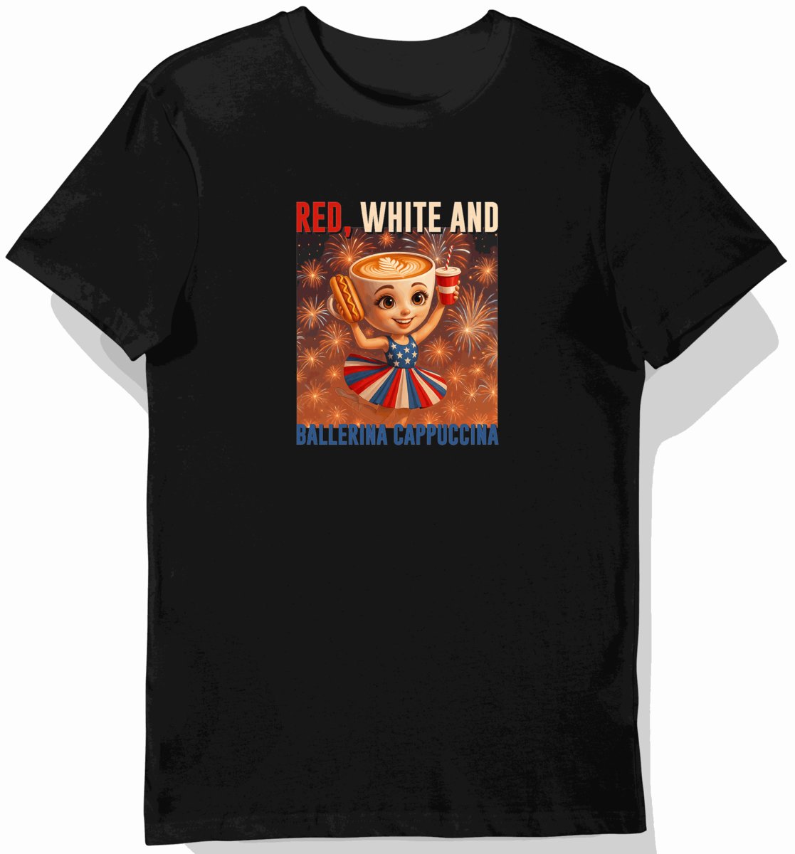 Koszulka dziecięca czarna ballerina cappuccina Memy Brainrot prezent ...