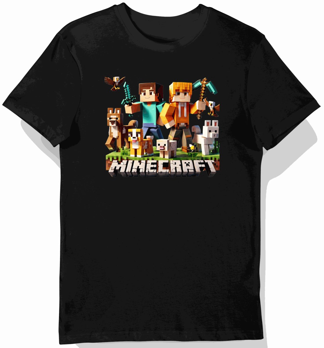 Koszulka dziecięca czarna Pixel Heroes: steve minecraft prezent 140 ...