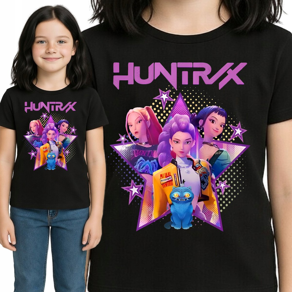 Koszulka Dziecięca Huntrix Demon Hunters Kpop Tshirt 152 Czarny - Inna ...
