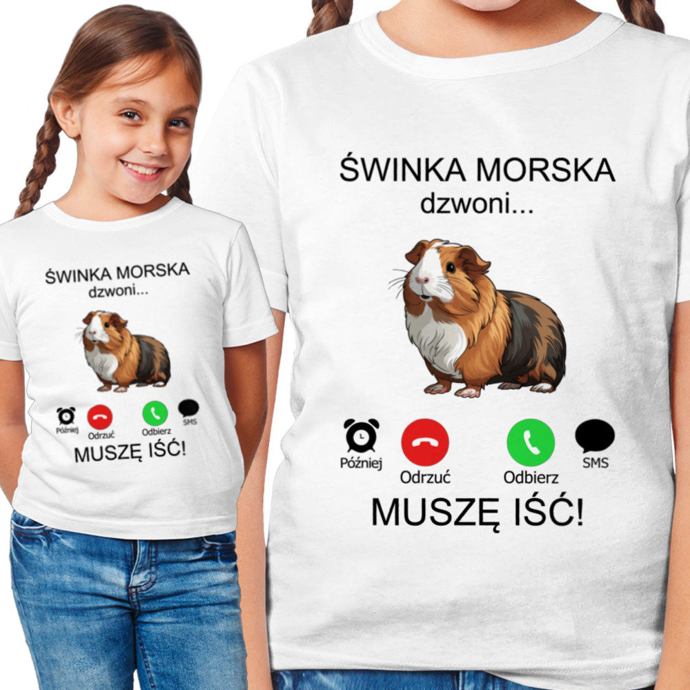 Koszulka dziecięca Muszę Iść Świnka Morska Dzwoni Kawia Domowa Gryzoń ...