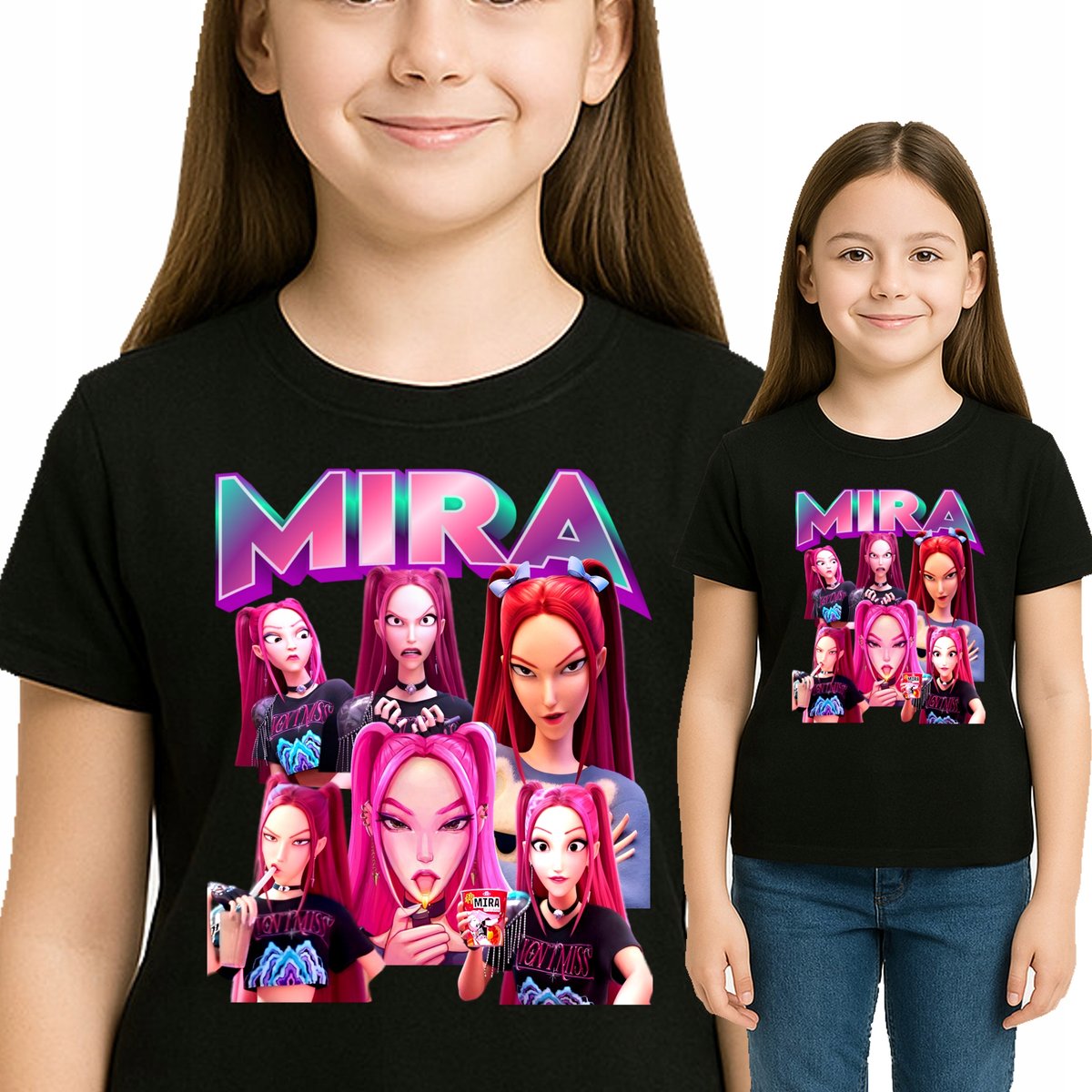 KOSZULKA Huntrix Mira Hunters K-POP Demon ANIME Premium 116 3551 CZARNA ...