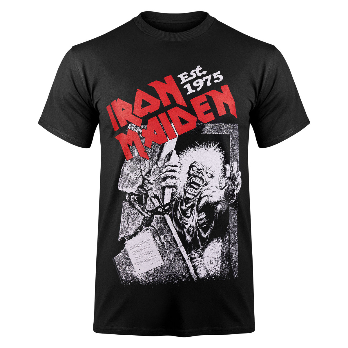 koszulka IRON MAIDEN - EST. 1975 NO PRAYER GRAVE RED LOGO-S - Inna ...