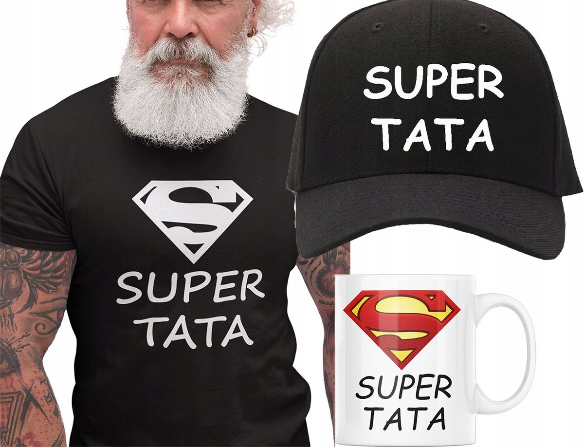 KOSZULKA KUBEK CZAPKA BEJSBOLÓWKA Z HAFTEM ina Dzień TATY SUPER TATA S ...