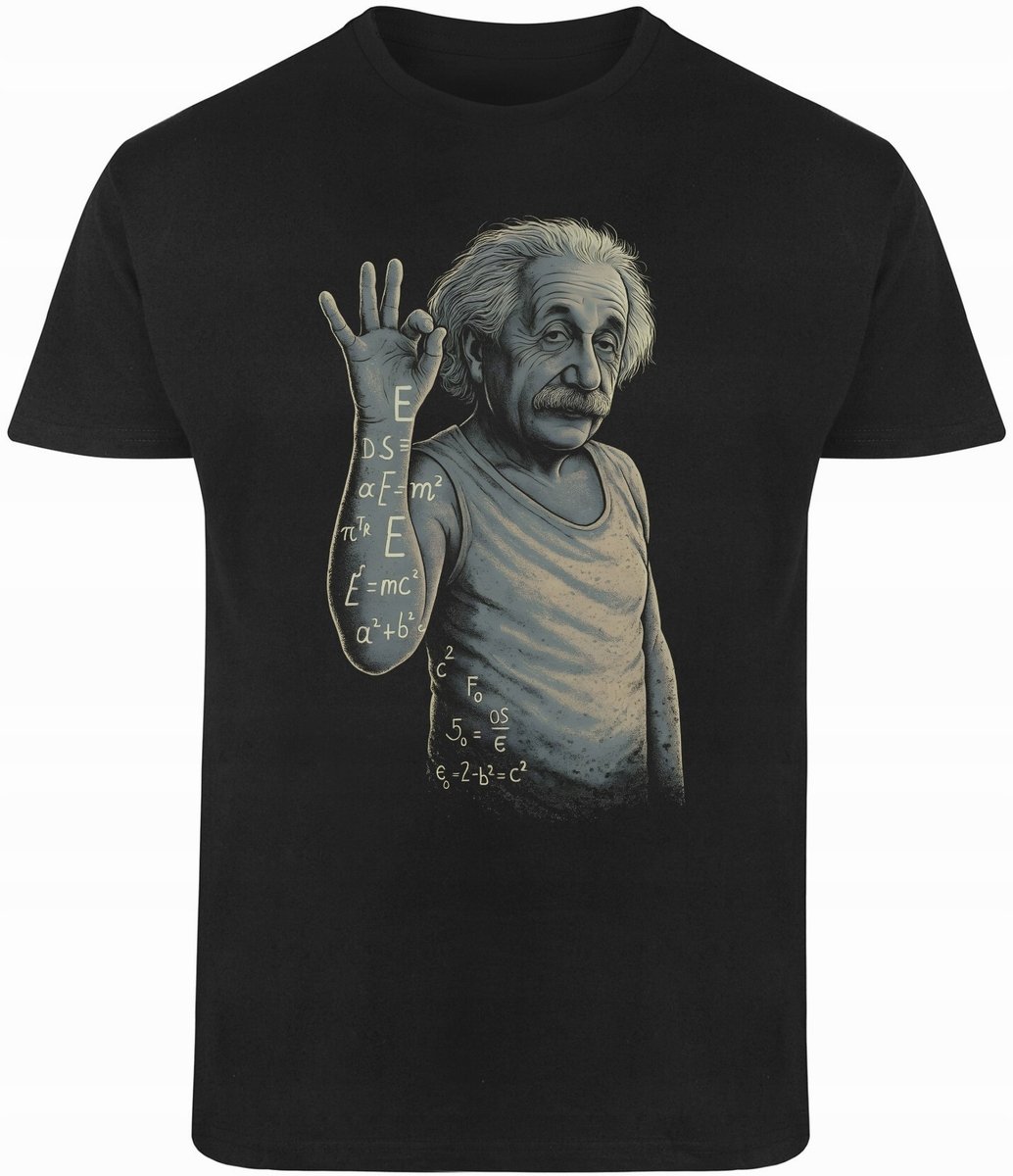 Koszulka Memy śmieszna Einstein e=mc2 Prezent dla Kolegi czarna R-L ...