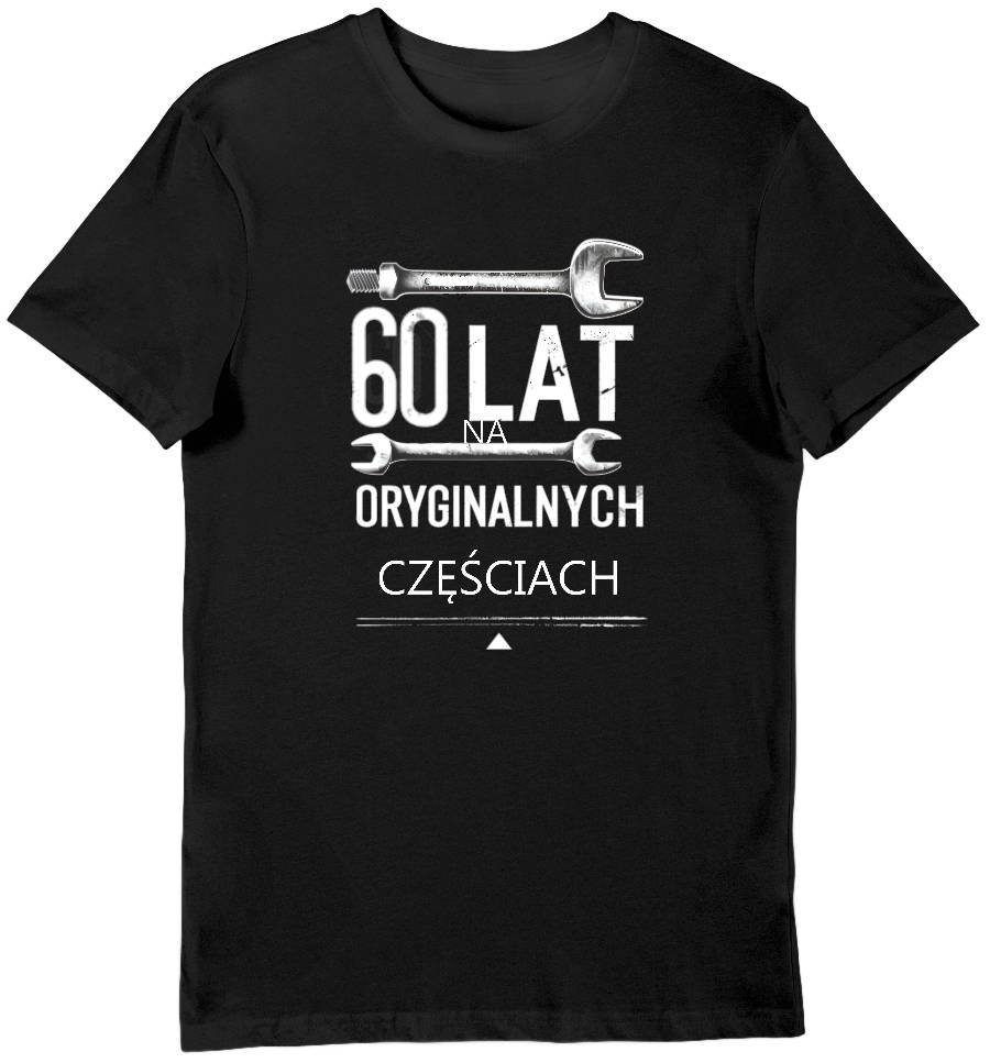 Koszulka męska 60 lat na oryginalnych częściach czarna S - KozakNadruki | Moda Sklep EMPIK.COM