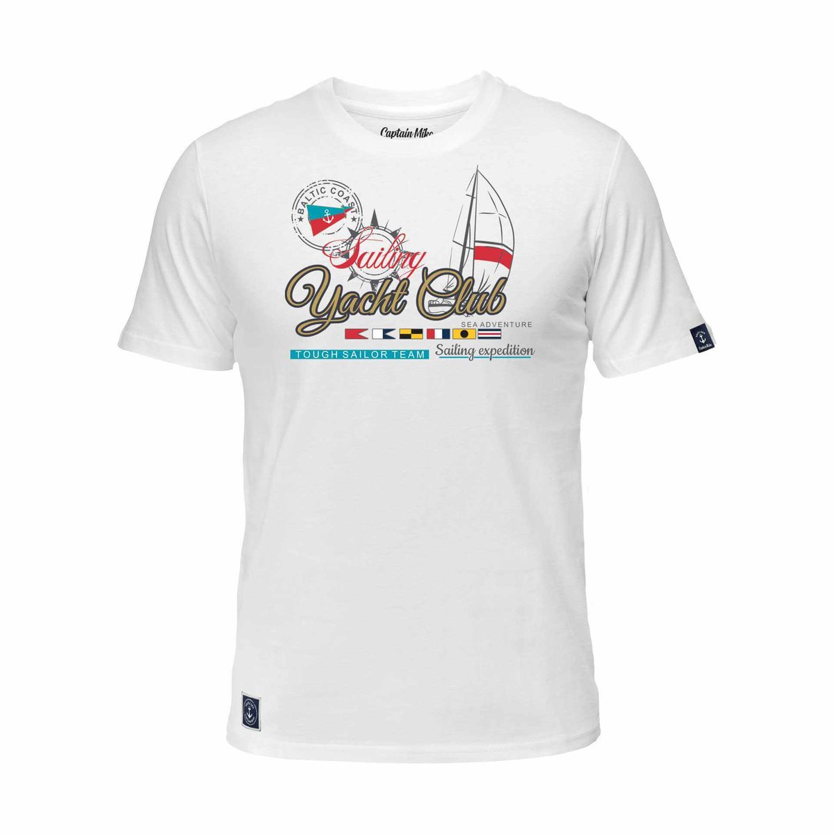 Koszulka męska bawełniana biała z nadrukiem , T-shirt Captain Mike r.L ...