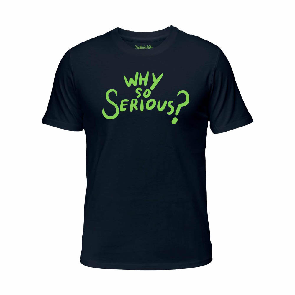 Koszulka męska bawełniana granatowa z nadrukiem WHY SO SERIOUS, T-shirt ...
