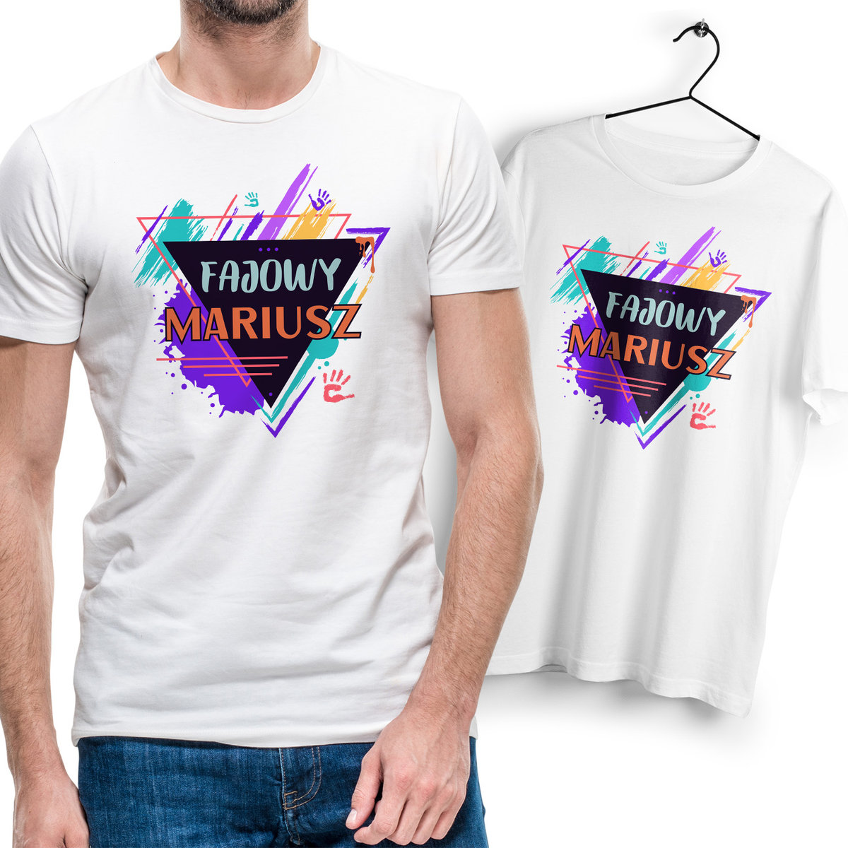 Koszulka Męska Biała Dla Mariusza T-Shirt z Nadrukiem Zdjęciem Na ...