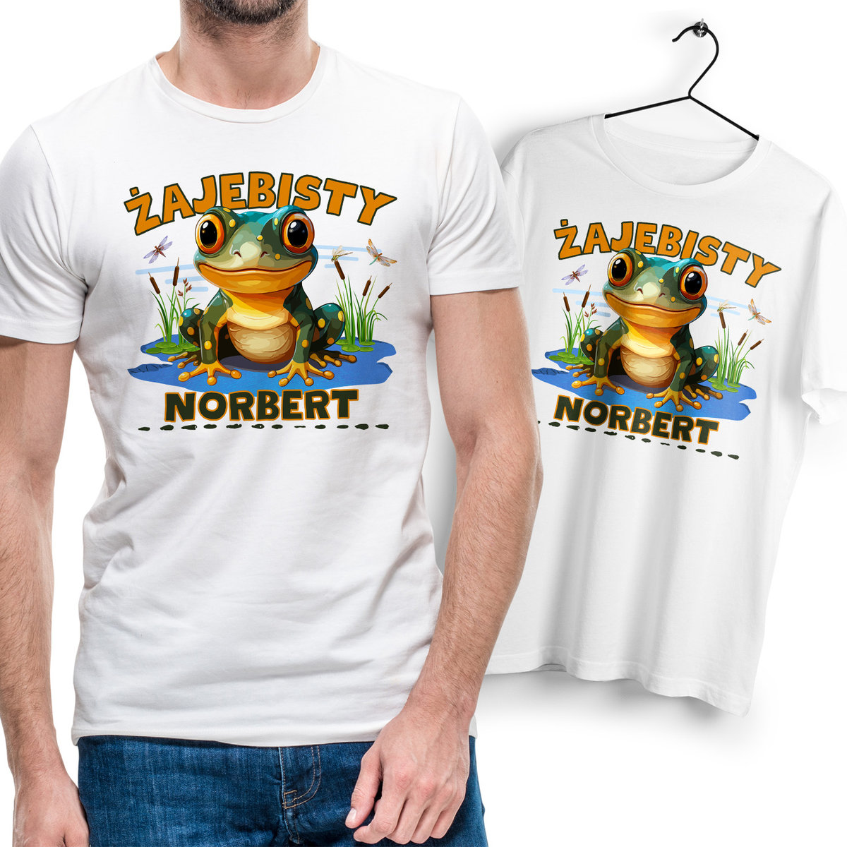 Koszulka Męska Biała Dla Norberta T-Shirt z Nadrukiem Zdjęciem Na ...