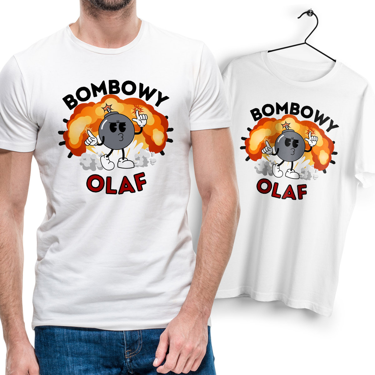 Koszulka Męska Biała Dla Olafa T-Shirt z Nadrukiem ze Zdjęciem Na ...