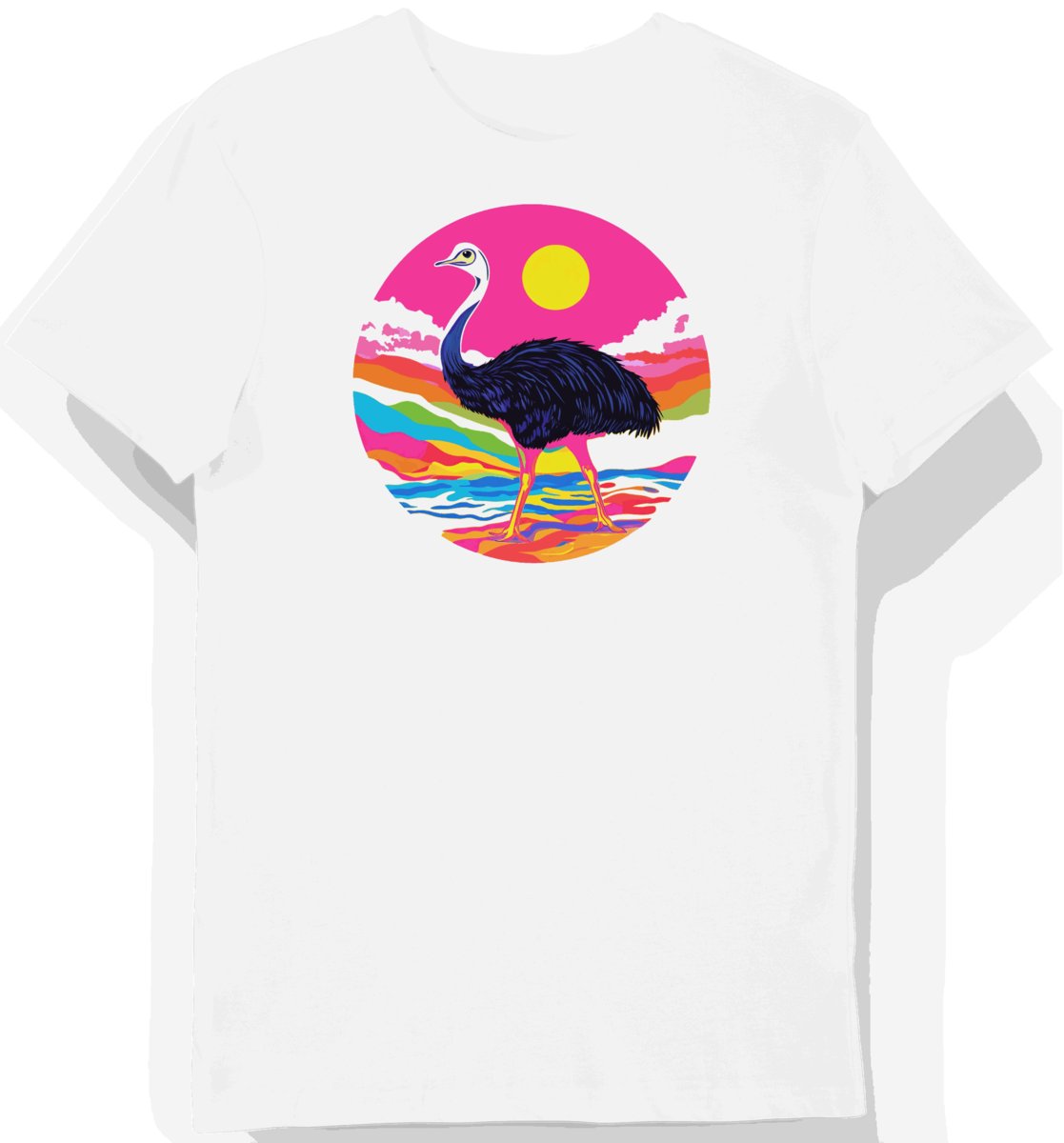 Koszulka męska biała z groovy motywem strusia lofi S - KozakNadruki ...