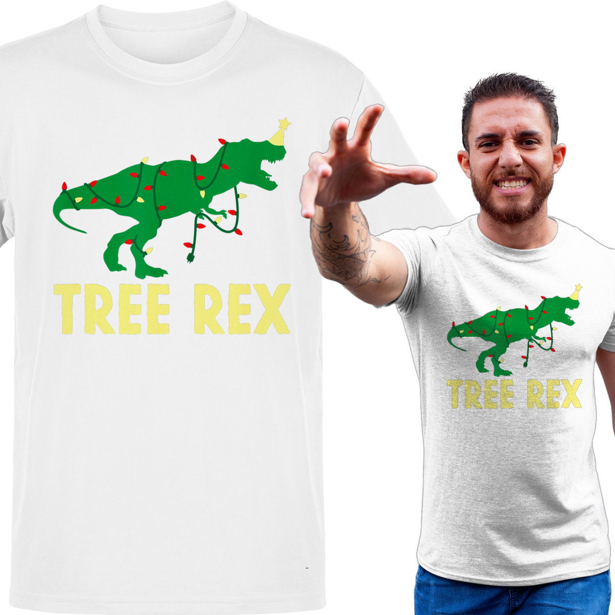 Koszulka męska Choinka Tyranozaur Rex Dinozaur Święta M - VoloDonum ...