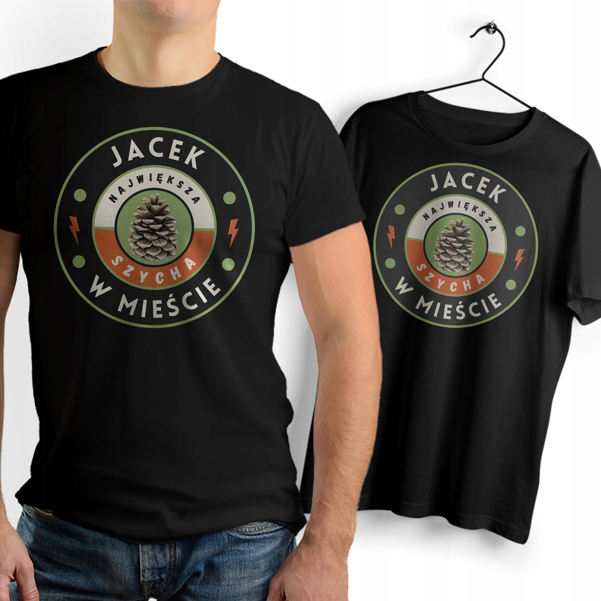 Koszulka Męska Czarna Dla Jacka T-Shirt Podkoszulek z Nadrukiem Na ...