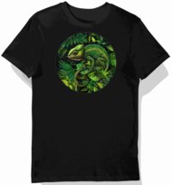 Koszulka męska czarna z nadrukiem zielonego kameleona na tle pola M - KozakNadruki | Moda Sklep ...