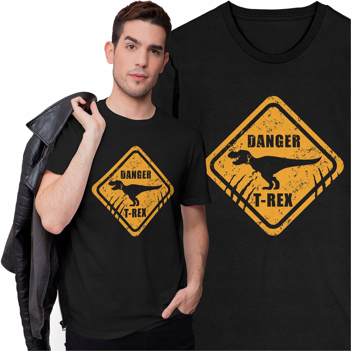 Koszulka Męska Danger T-Rex Dinozaur T Rex Park Jurajski Jurassic Park ...