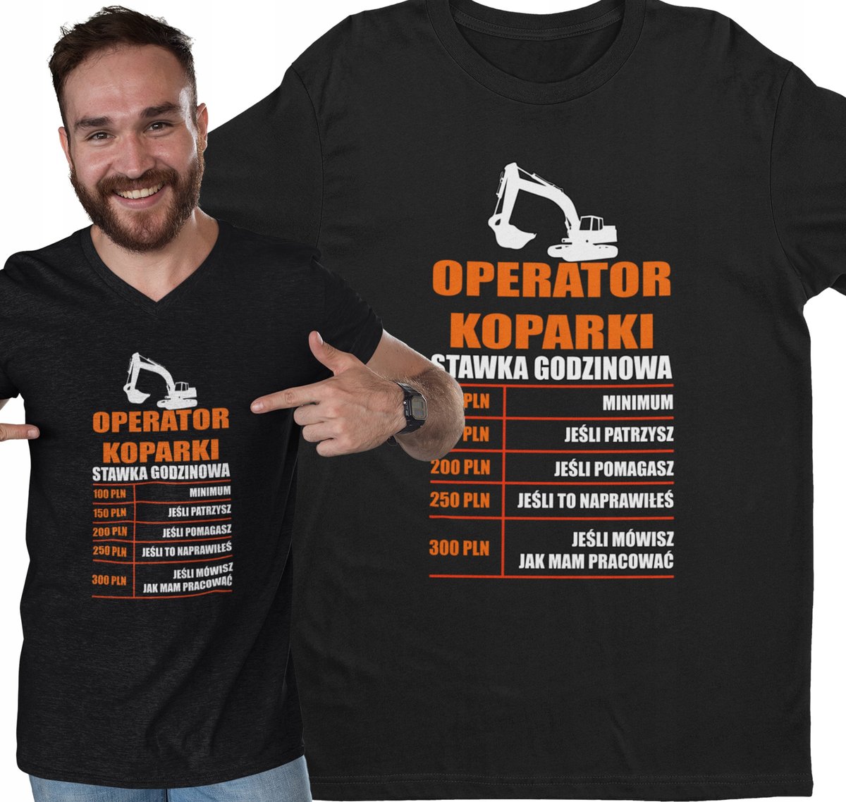 Koszulka męska dla niego OPERATOR KOPARKI stawka godzinowa na PREZENT - Meeboo | Moda Sklep ...