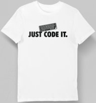 Koszulka męska dla programisty just code it biała M - KozakNadruki | Moda Sklep EMPIK.COM