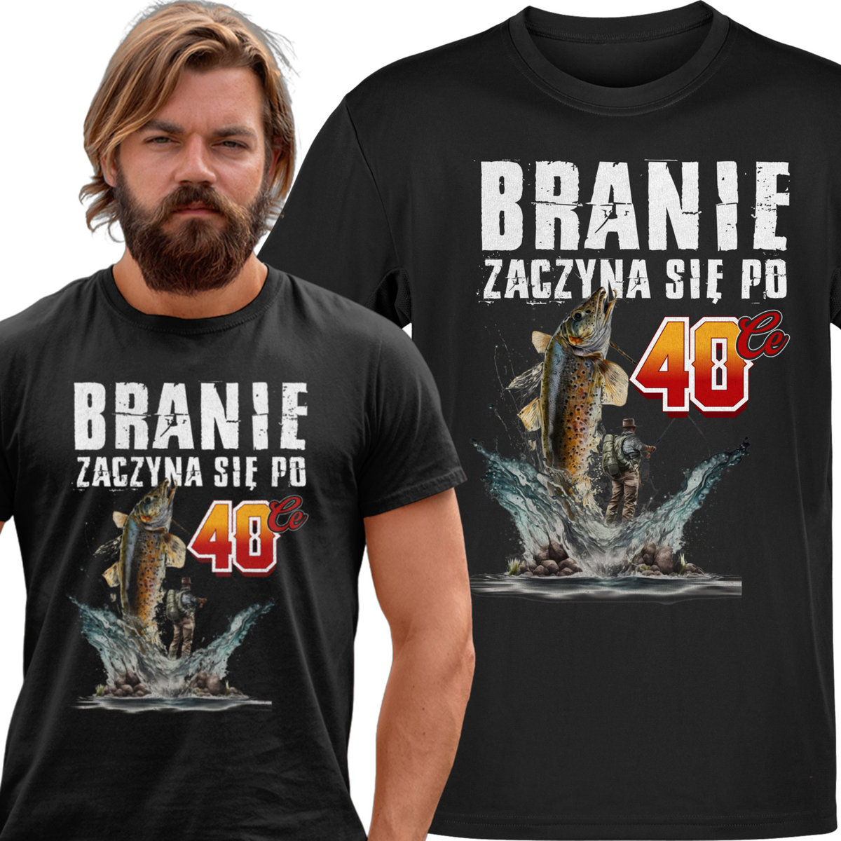 Koszulka męska Dla Wędkarza Branie Zaczyna Się Po 40-Ce Na Urodziny XL ...