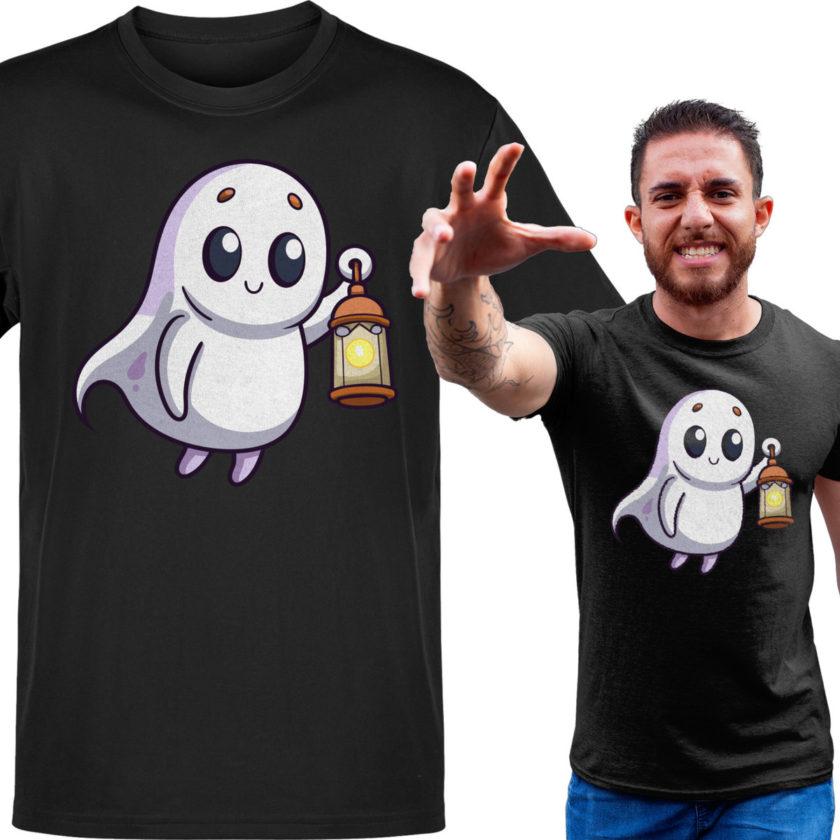 Koszulka męska Lecący Duszek Z Lampką W Ręku Dzień Duszka Halloween S ...