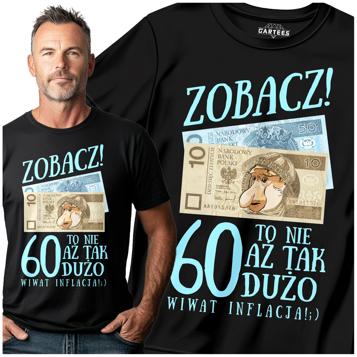 Koszulka Męska Na Urodziny 60 To Nie Aż Tak Dużo Śmieszny Prezent - Gartees | Moda Sklep EMPIK.COM