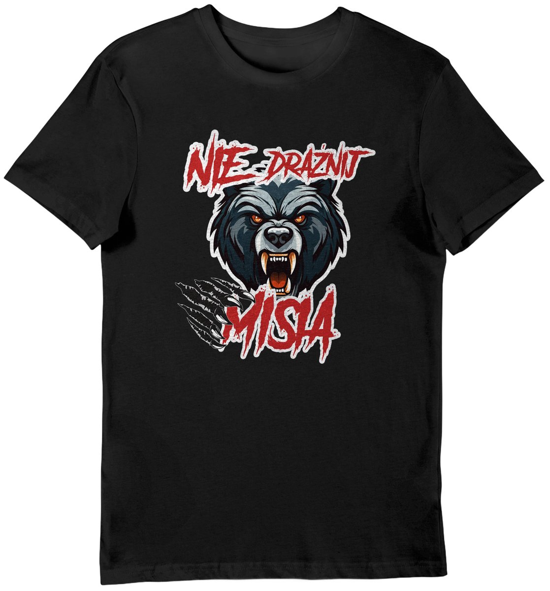 Koszulka męska nie drażnij misia czarna S - KozakNadruki | Moda Sklep EMPIK.COM